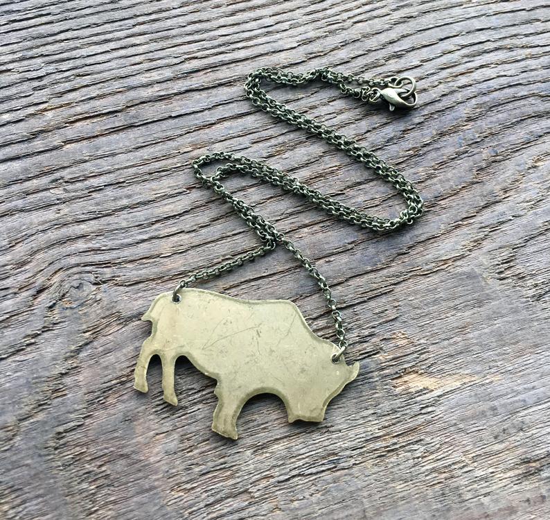 BRASS BISON NECKLACE on Luulla